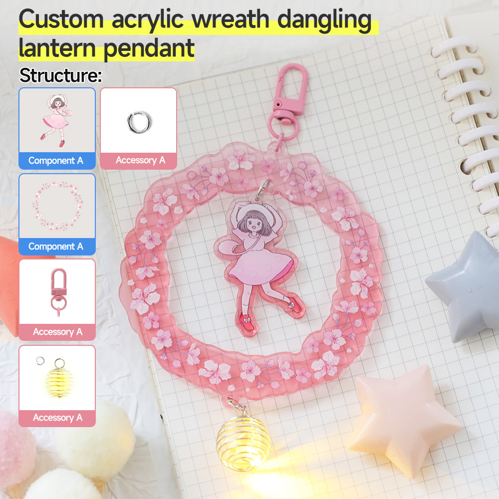 Custom Acrylic Wreath Dangling Lantern Pendant