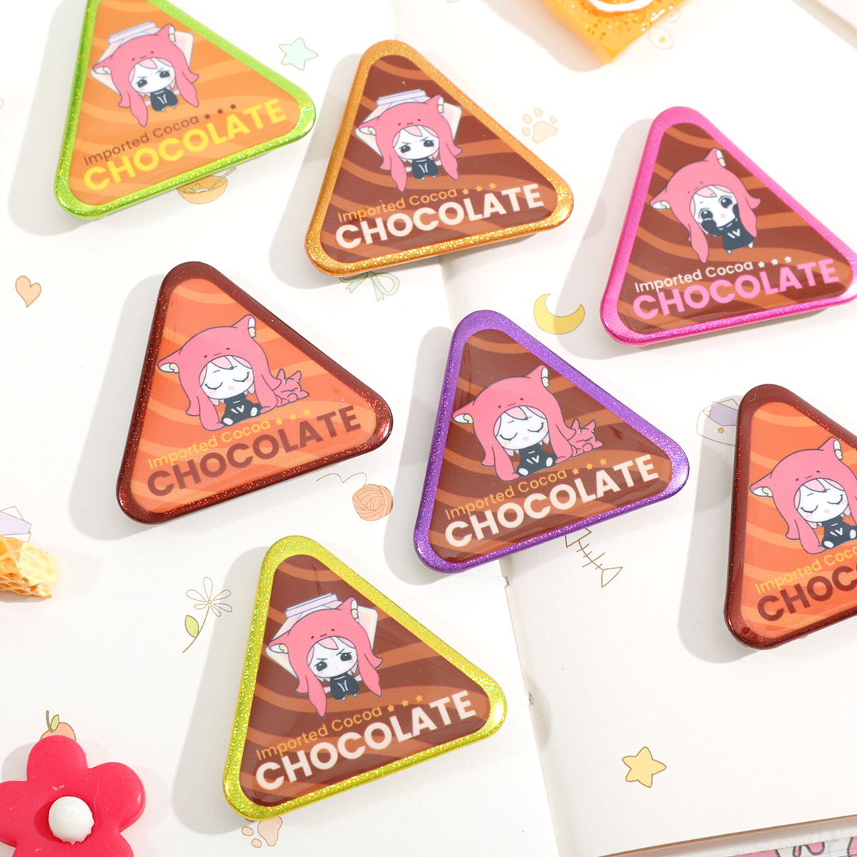 Custom Triangle Holographic Glitter Badge