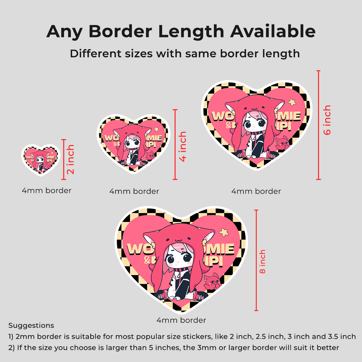 Custom Heart Shape Die Cut Stickers