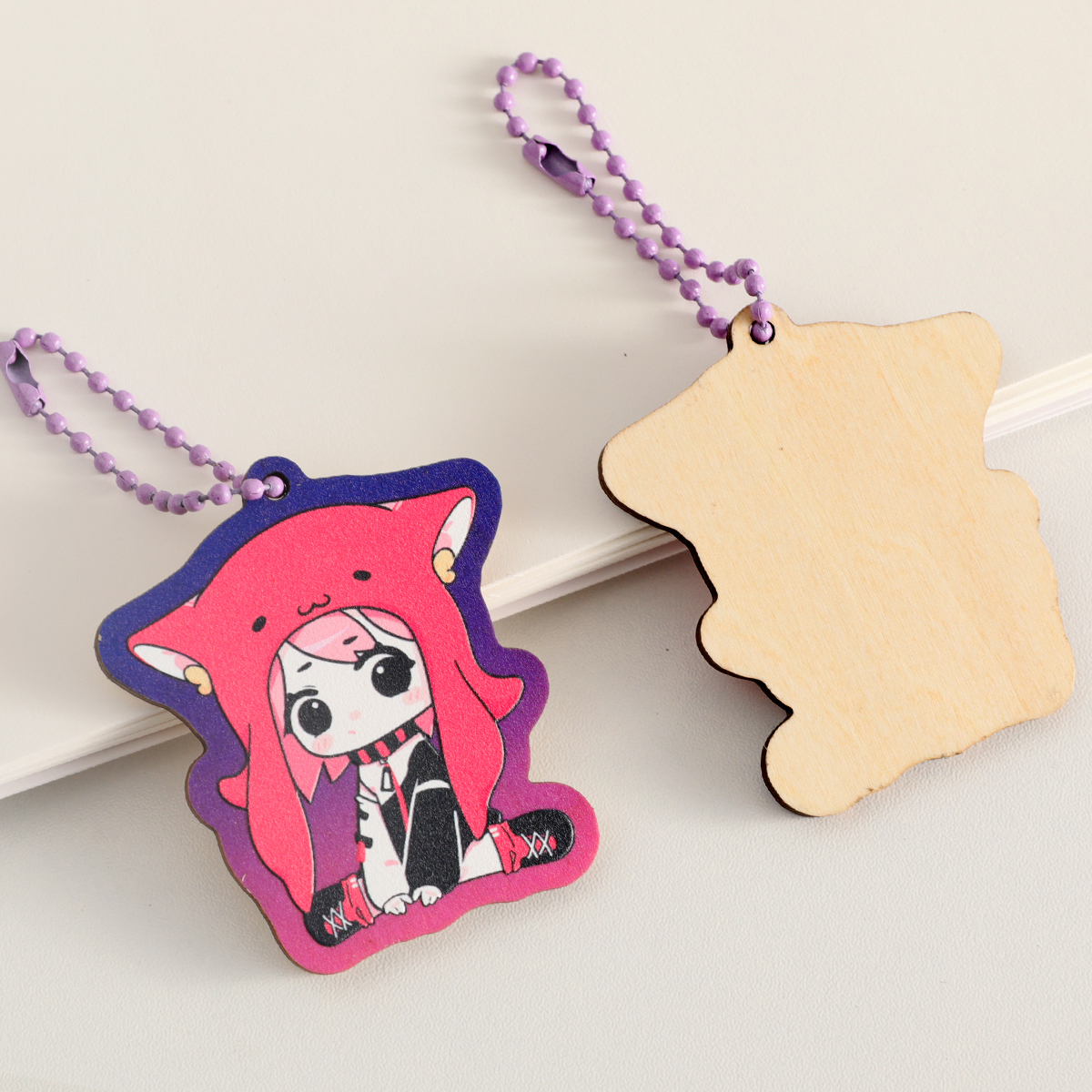 Custom Colored Edge Wood Keychains