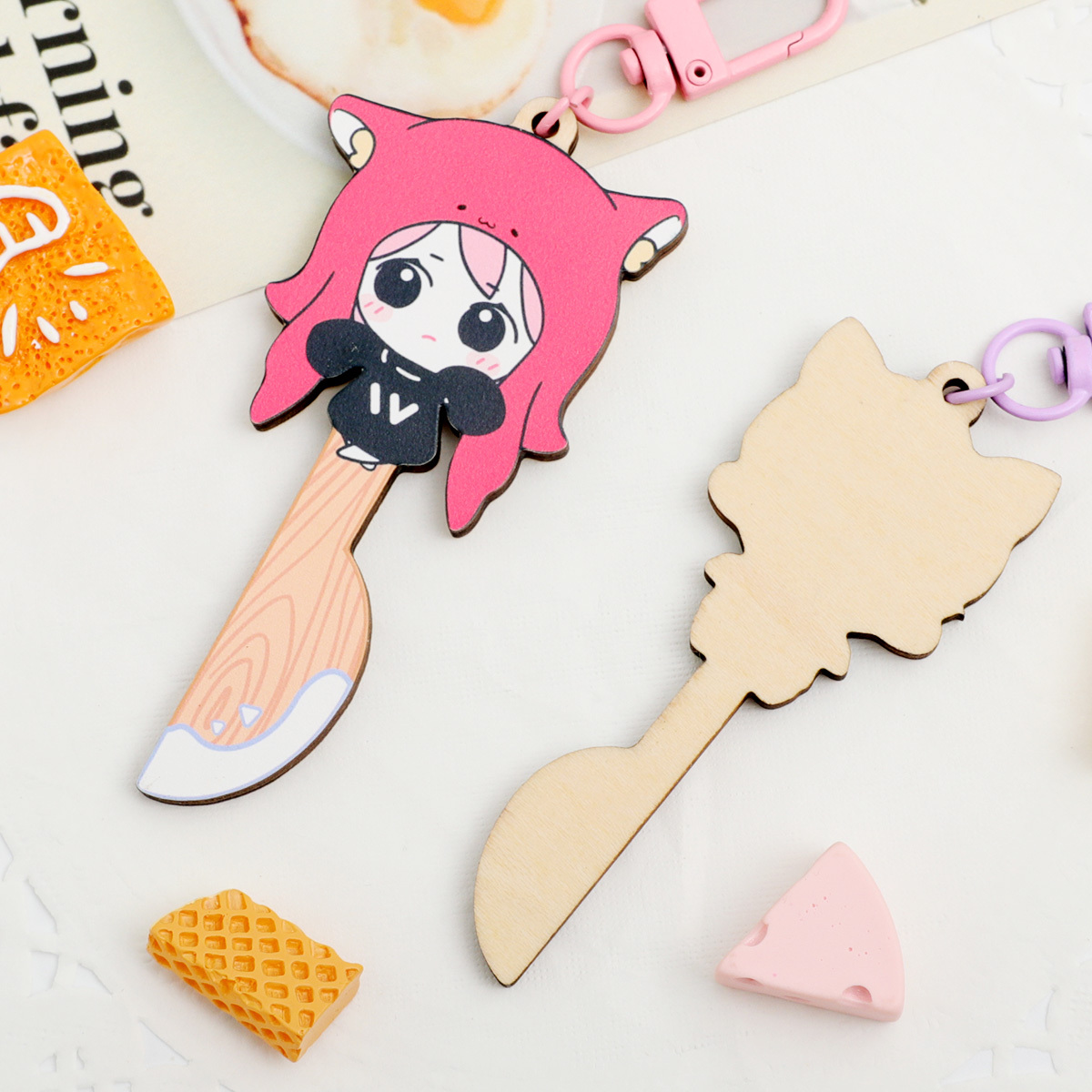 Custom Wood Eating Utensils Keychains