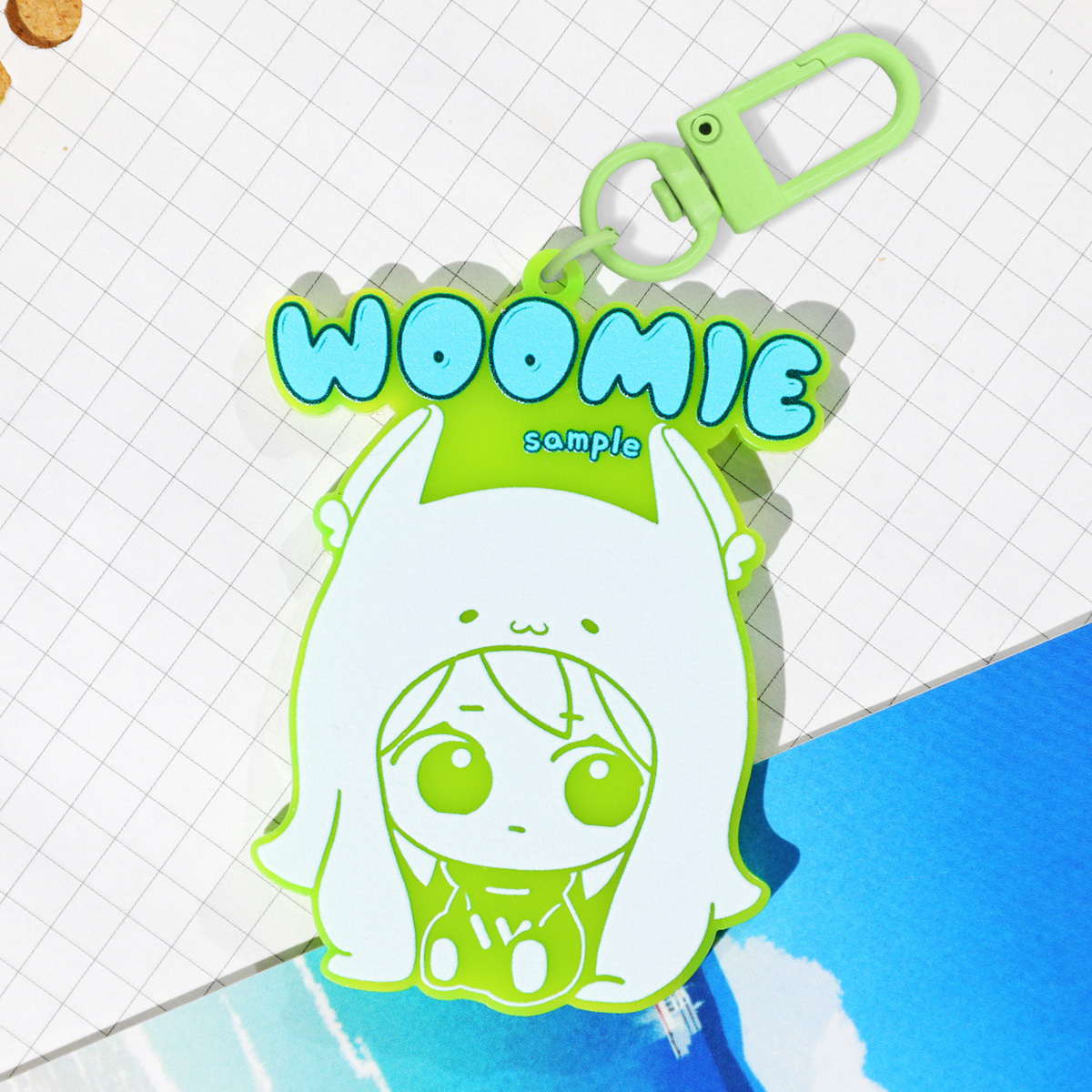 Custom Lime Green Solid Color Acrylic Keychains