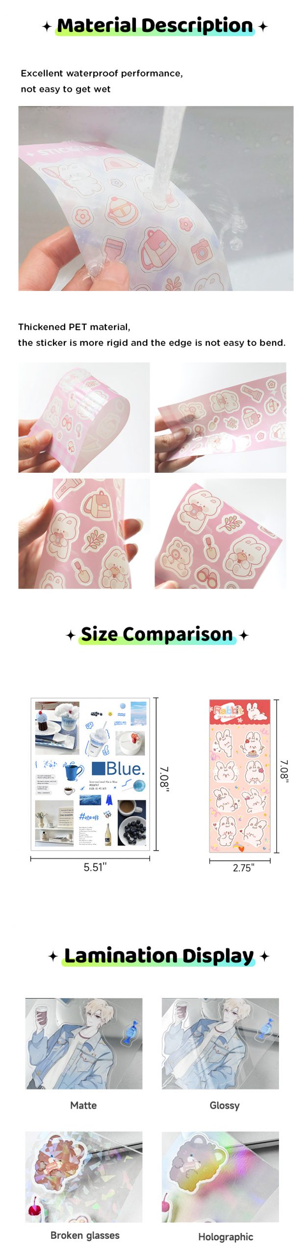 Custom Clear Transparent PET Vinyl Sticker Sheet