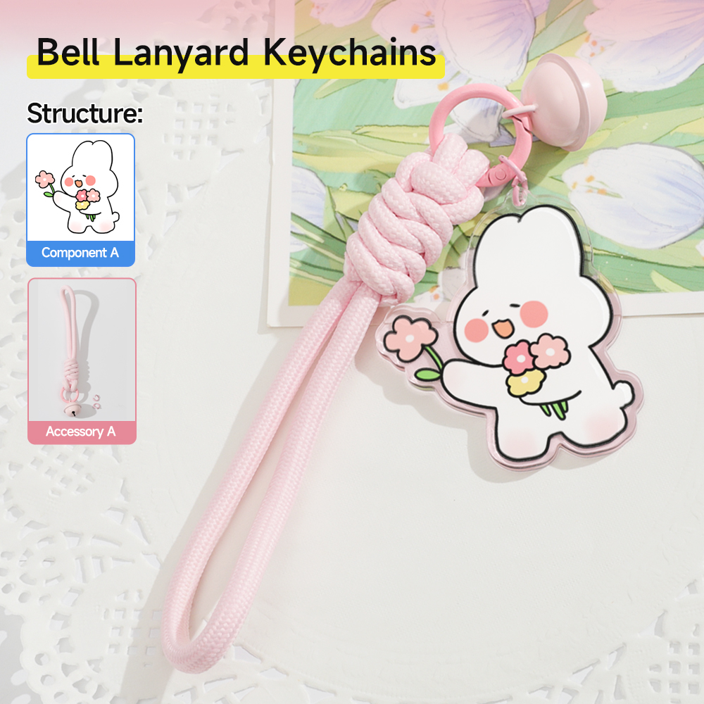 Custom Rope Lanyard With Bell Acrylic Keychains